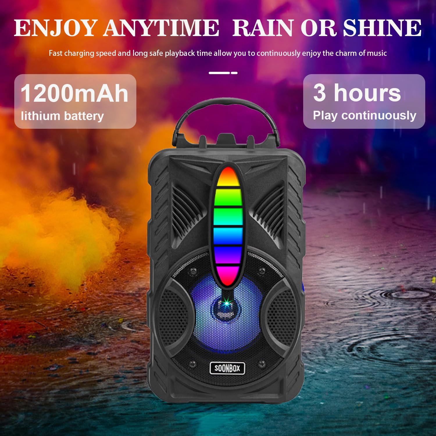 Bluetooth Speaker, IPX5 Waterproof Speaker with HD Sound, RGB Multi-Colors Rhythm Lights, Up to 8H Playtime, TWS Pairing, Portable Wireless Speakers for Home, Outdoor,(Comes with a Microphone)