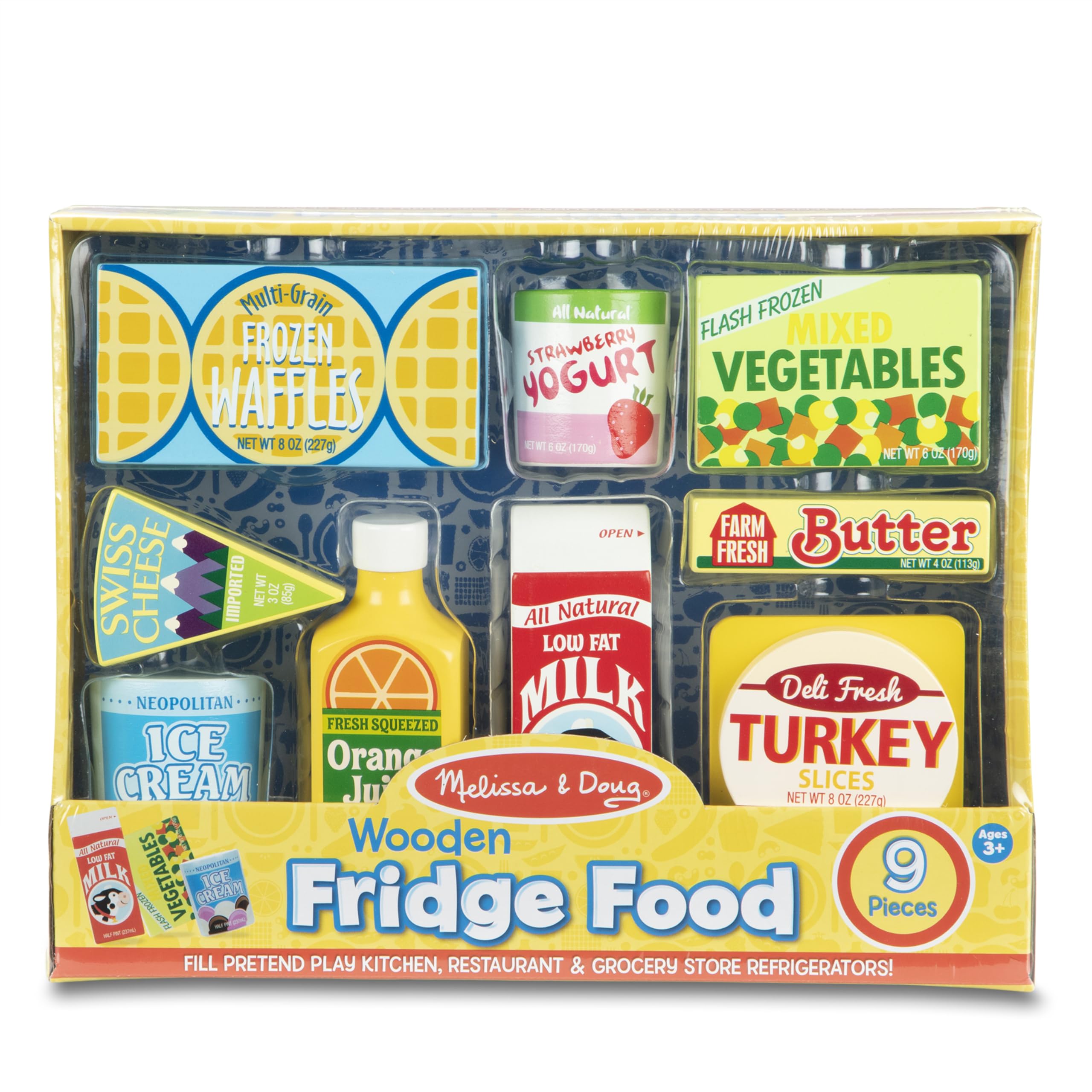 Melissa & Doug Fridge Food Wooden Play Food Set (9 pcs)