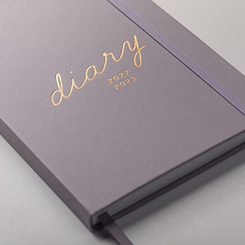 Busy B Mid Year 17 Month Diary August 2022 - August 2023. Lilac Faux Leather Academic Diary 2022-2023 A5 Week to View Planner with Pen Holder, Elastic Closure and Storage Pockets (4049AMZ)