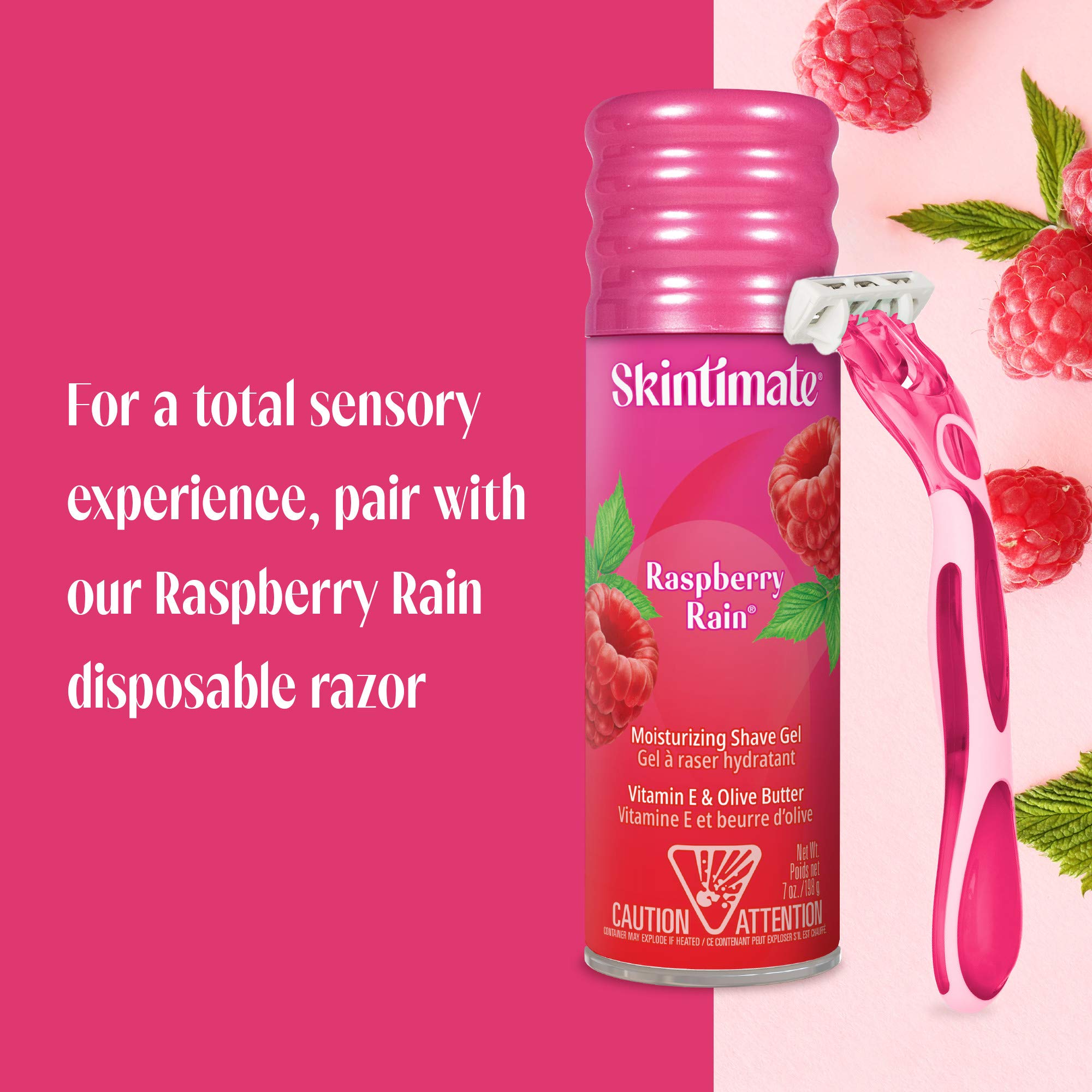 Skintimate Signature Scents Moisturizing Shave Gel for Women Raspberry Rain with Vitamin E and Olive Butter - 2.75 Ounce(Packaging May Vary)