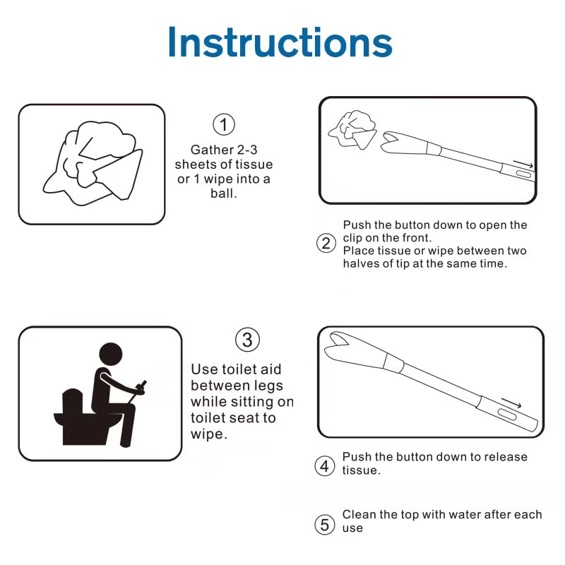 EASACE Upgrade Toilet Aid 17" Long Reach Comfort Wipe,Self Wipe Assist Tissue Holder Tool,Bathroom Aid for Limited Mobility,Seniors,Elderly.