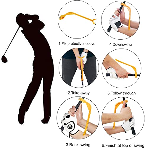 BRAMASOLE Golf Swing Trainer Ball Wrist Armband Set Posture Motion Training Aid Correction Equipment Multi Packs for Beginner Men Women Indoor Outdoor Practice (2 arm Band+2 Correcting Tool)