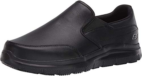 Skechers Men's Bronwood Food Service Shoe, Black Leather, 13