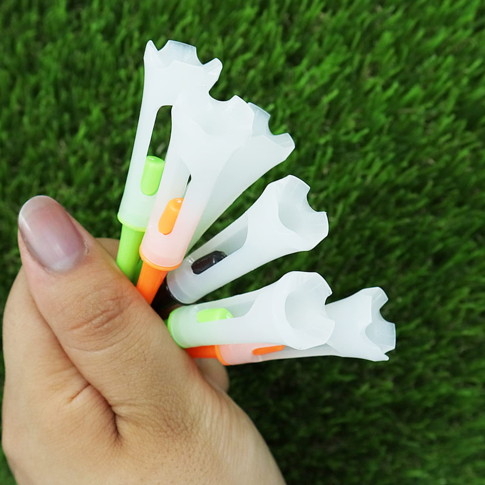 BRAMASOLE Golf Tees 3 1/4 inch Plastic Unbreakable Bulk 12/25/50 Pack 83 mm Long Upgrade Flexible Low Resistance Cushion Side Spin Stable Tee for Men Women Practice (25 Pack, Green)