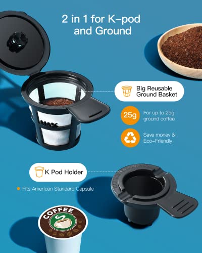 Famiworths Iced Coffee Maker, Hot and Cold Coffee Maker Single Serve for K Cup and Ground, with Descaling Reminder and Self Cleaning, Iced Coffee Machine for Home, Office and RV,Matcha Green