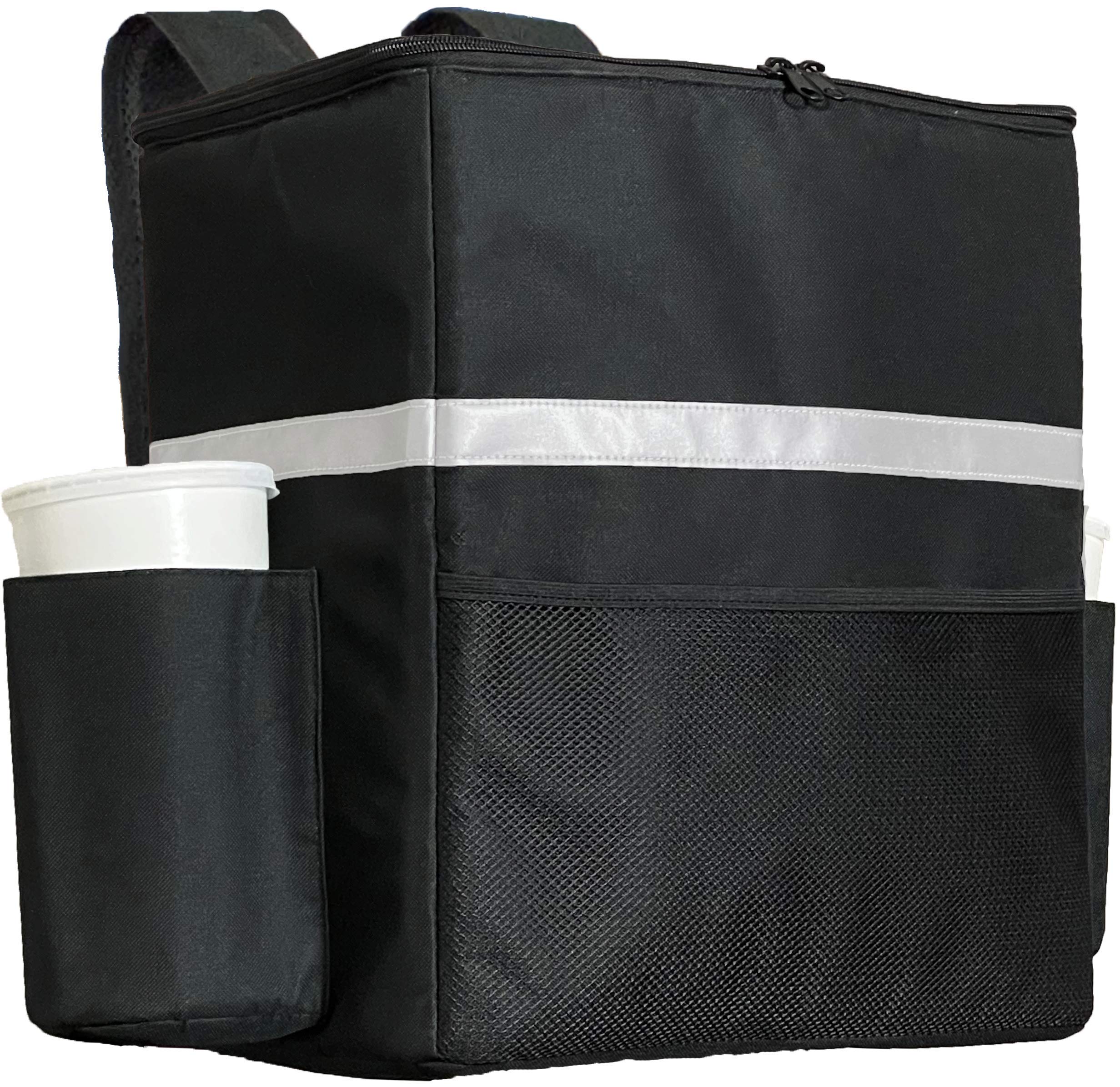 FRESHIE Insulated Food Delivery Backpack with Cup Holders / Drink Carriers Premium, For Drivers Of Door Dash, Postmates, Grub Hub, Pizza Bag, Grocery, Beverage, Commercial Quality (Backpack)