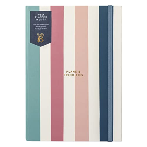 Busy B Week Planner & Lists Stripe - A5 undated 52 page weekly planner with tear-off lists