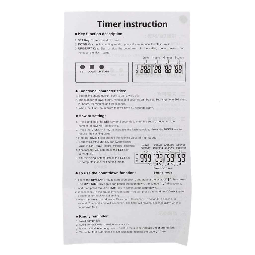 Dsxnklnd 999 Days Countdown Clock LCD Digital Screen Kitchen Timer Event Reminder for Wedding Retirement Lab Kitchen