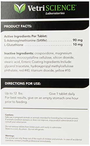 VETRISCIENCE Vetri Same 90 Liver Health Supplement for Dogs and Cats – S-Adenosyl Methionine Tablets for Small Dogs and Cats, Support Liver Health, Function, and Detox