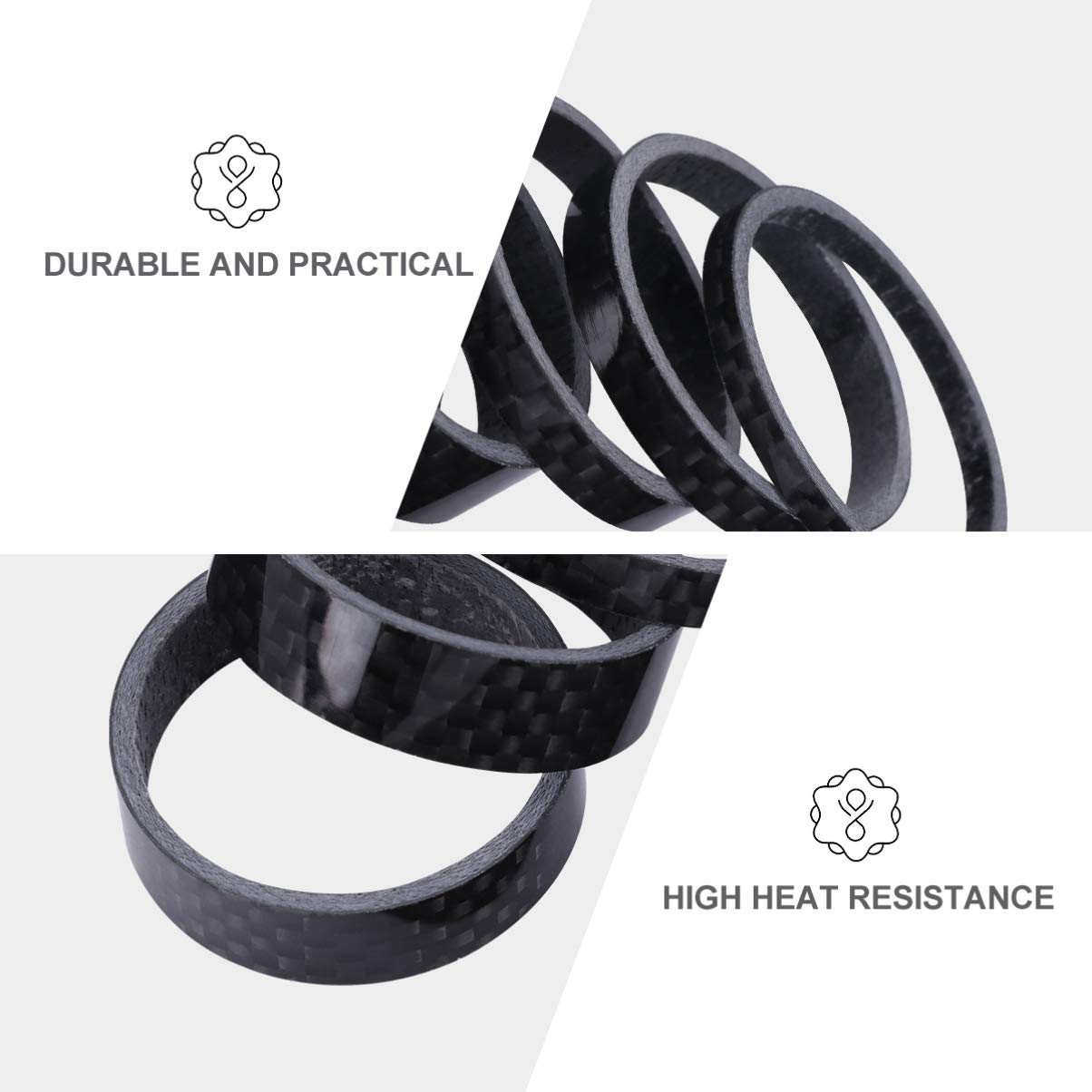 BESPORTBLE Wheel Spacers Carbon Fiber Spacers 1 Set Bicycle Carbon Fiber Front Fork Spacers Wheel Single Handlebar Spacers Stem Headset Spacers