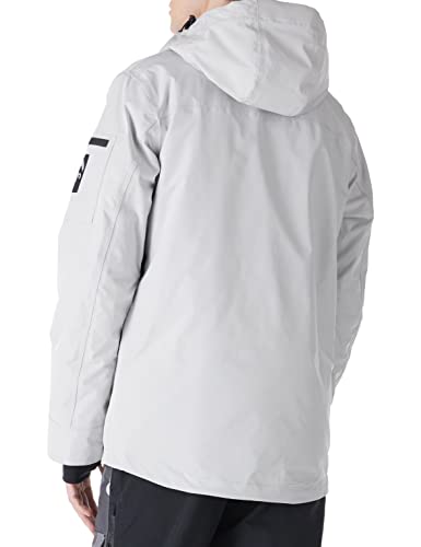 kirnusino Mens Ski Jacket Snow Coat for Men Windbreaker Waterproof Mountain Hooded Sweatshirt with Shoulder Pass Card Pocket Windproof Warm Winter Coat-Grey-L