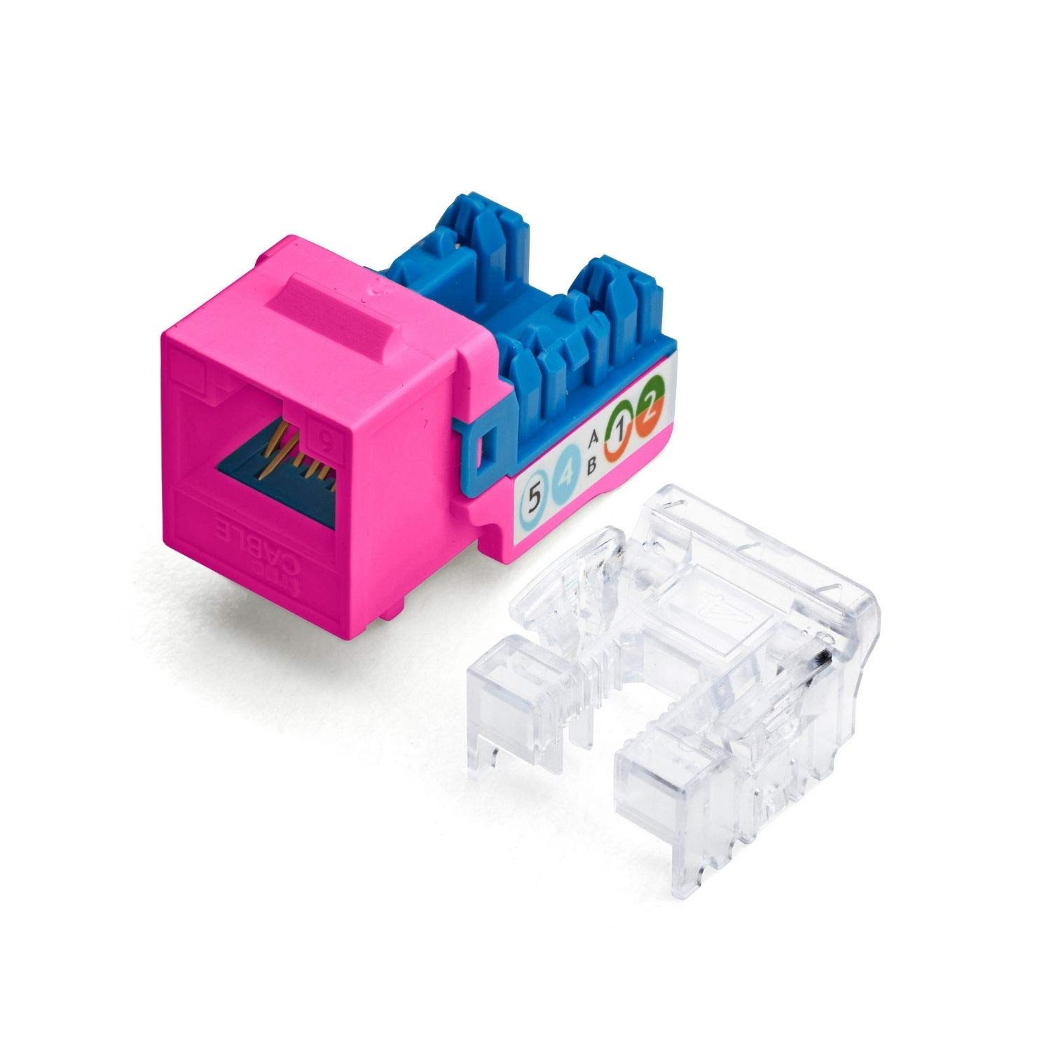 trueCABLE Cat6 Keystone Jack, Unshielded (UTP), 90 Degree Punch-Down, PoE++ (4PPoE) 100W, UL Listed, ETL Verified, ANSI/TIA Certified, Modular RJ45 Female, Black, 48 Pack