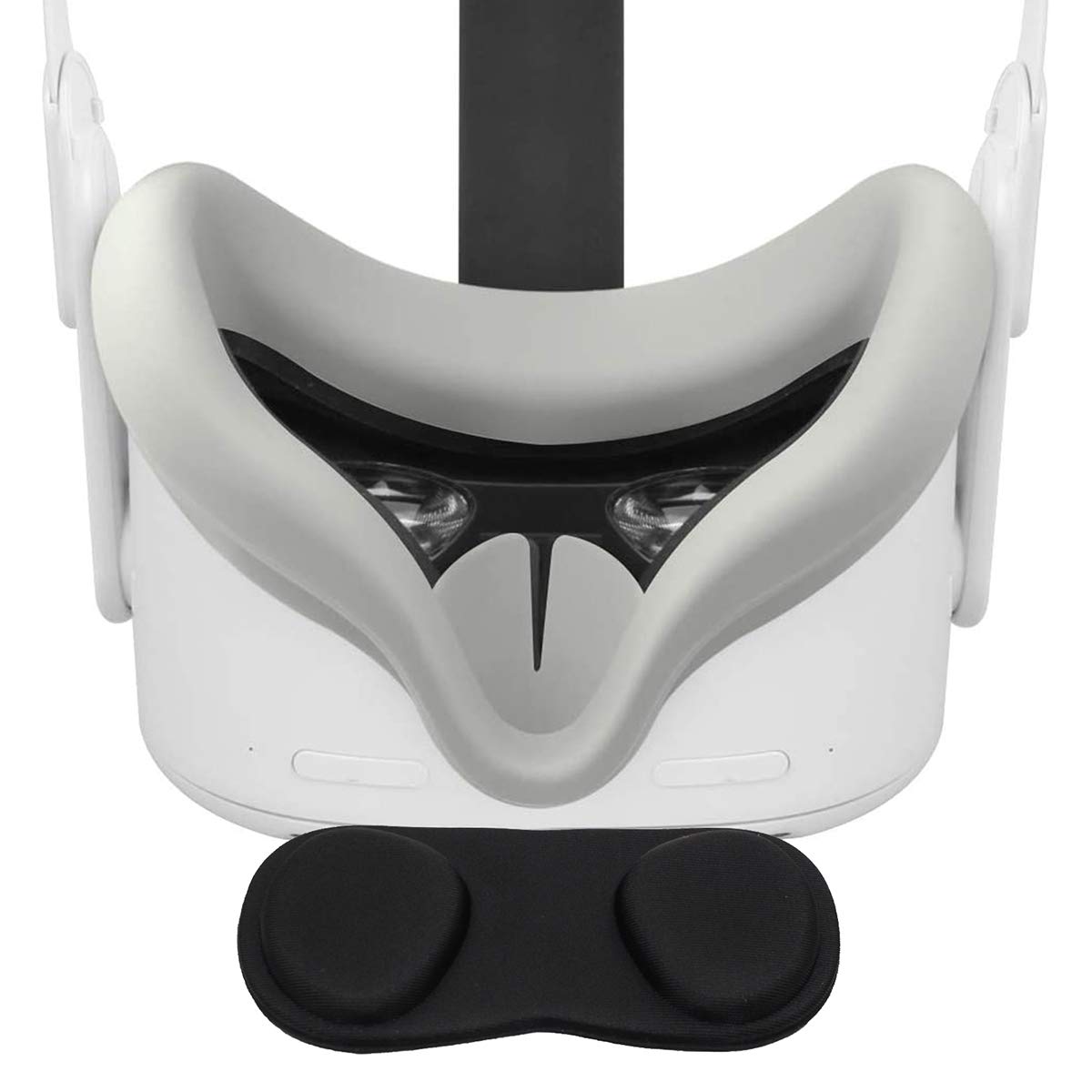 VR Face Cover and Lens Cover Compatible for Meta/Oculus Quest 2 Headset, SINWEVR Sweatproof Silicone Interfacial Face Mask Pad Cushion, Washable and Light Blocking Quest 2 Accessories (White)