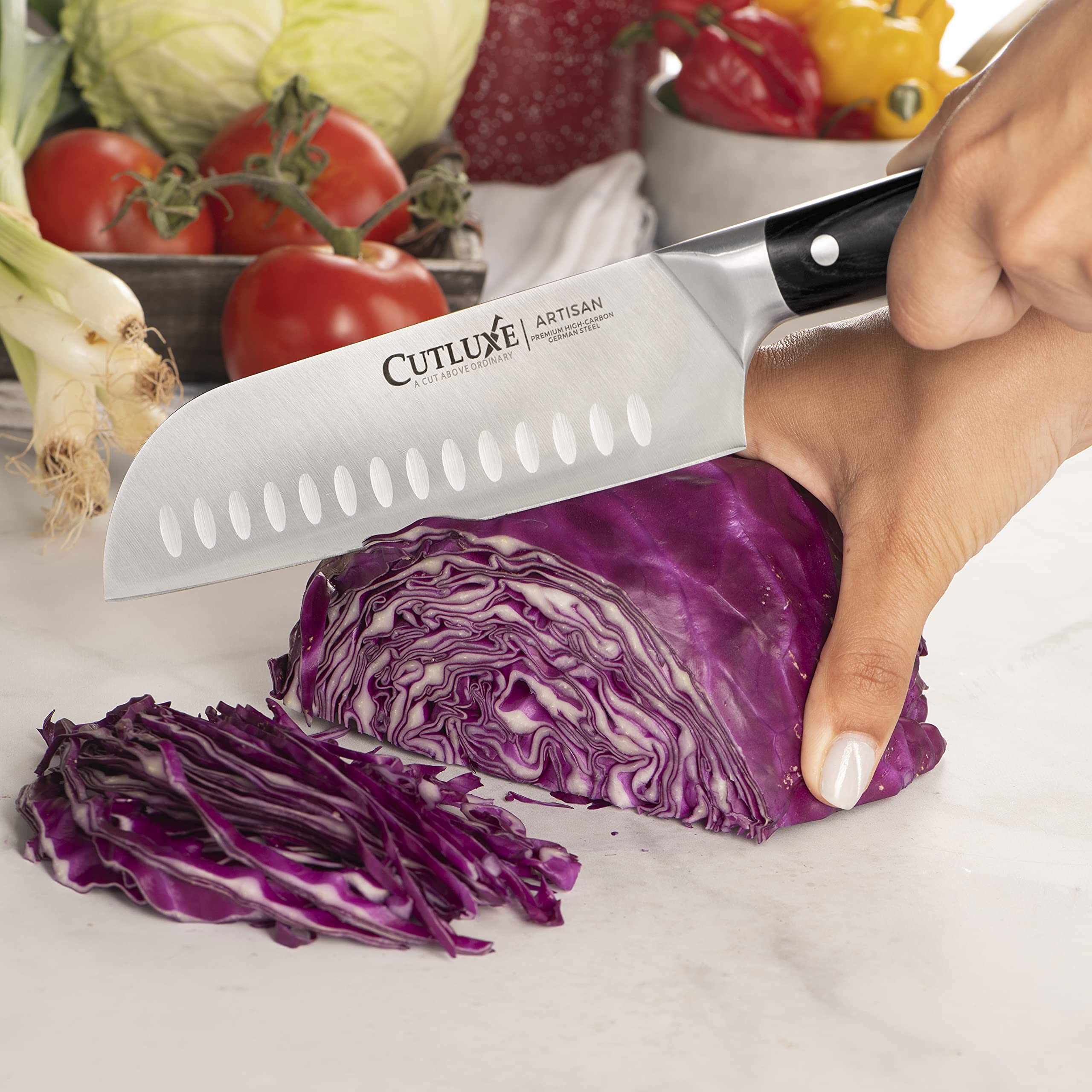 Cutluxe Chef, Santoku, Chopping and Paring Knife Setβ Forged High Carbon German Steel β Full Tang & Razor Sharp β Ergonomic Handle Design β Artisan Series