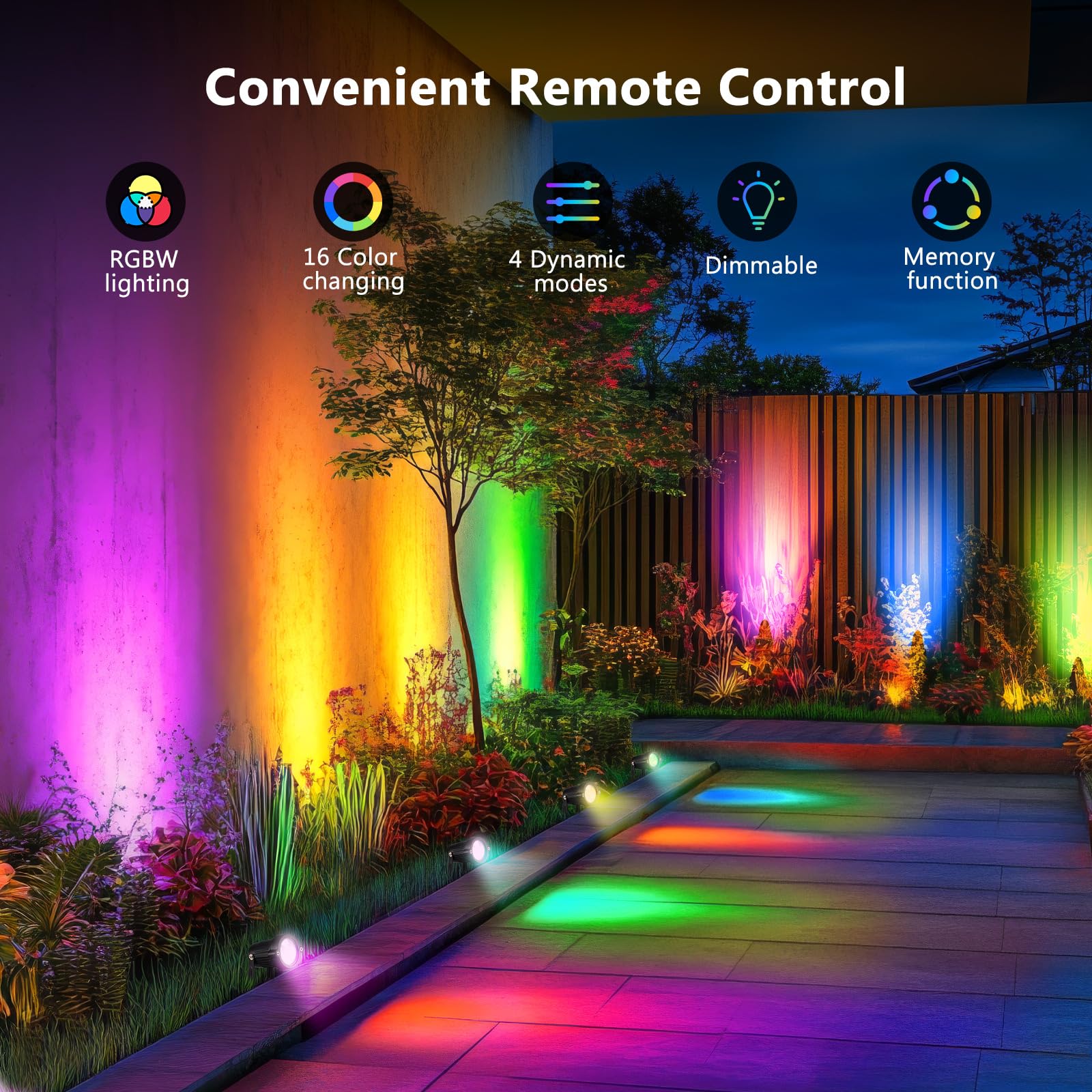 OurLeeme Lawn Flood Light Stake, 2-in-1 Waterproof Outdoor Remote controlle Landscape Lighting Spotlight Wall Light for Yard Garden Driveway Pathway Pool (4 Pack)