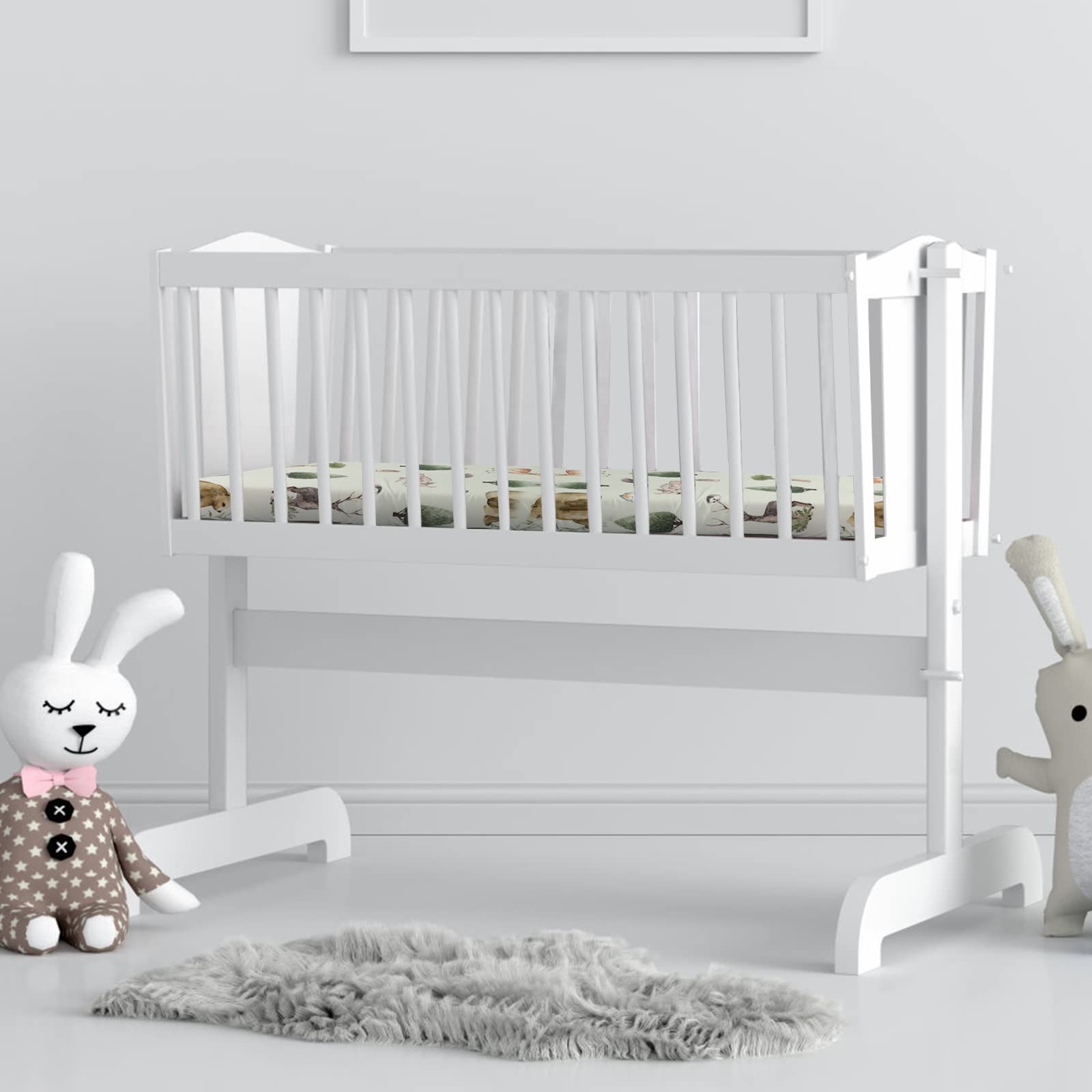 Hello Pawa! Standard Size Baby Mini Crib Sheets Animal Pattern Soft 100 Percent Cotton Fitted - Comfortable and Cozy Pack n Play Sheets for Girls, New Born Babies and Toddlers