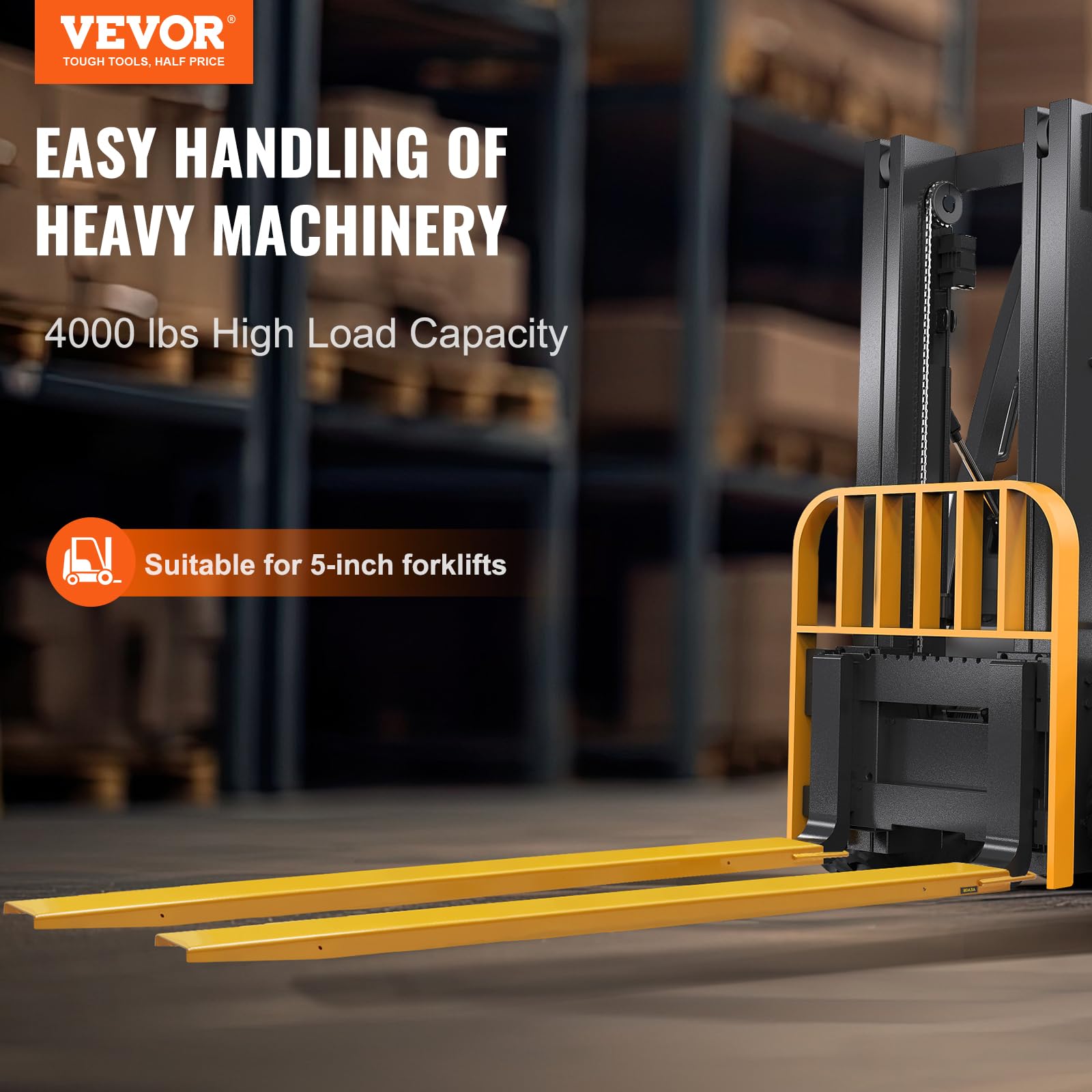 BestEquip Forklift Extensions, 96 inch Fork Extensions 5.5 inch Width, Heavy Duty Steel Pallet Fork Extensions, 1 Pair Forklift Extensions for Forklift Lift Truck Forklift Loaders