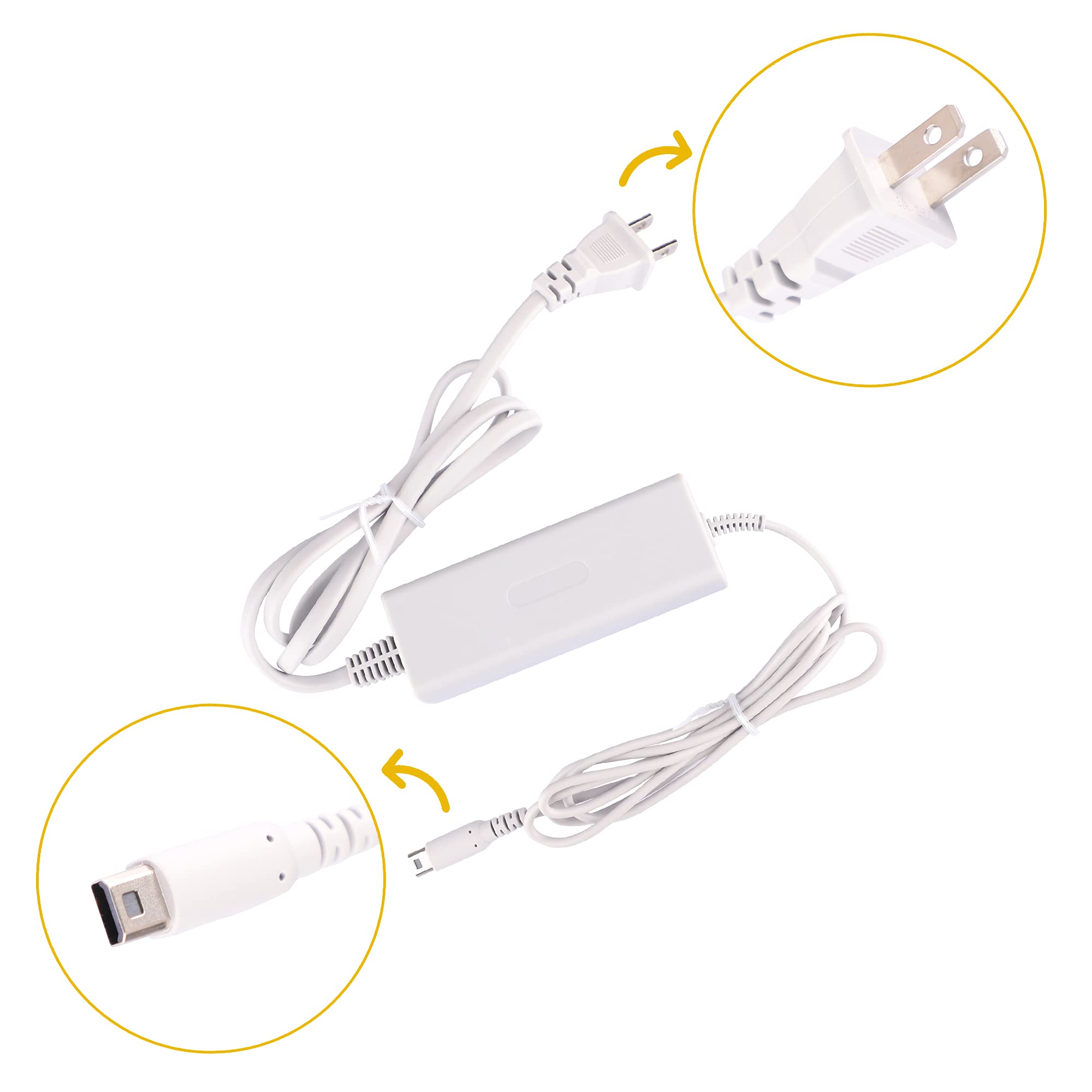 Charger Kits for Wii U Gamepad, AC Power Adapter Charger and USB Charging Cord for Nintendo Wii U Gamepad Remote Controller