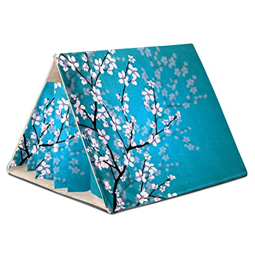 enheng Small Pet Hideout Japanese Sakura Flowers Hamster House Guinea Pig Playhouse for Dwarf Rabbits Hedgehogs Chinchillas