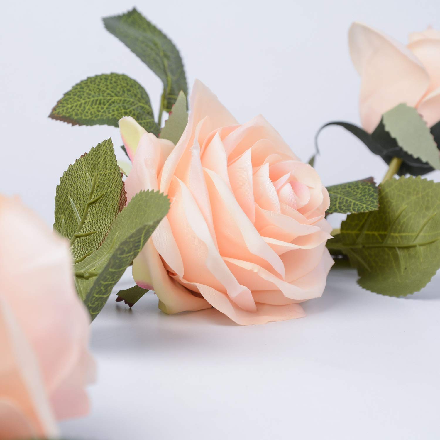 LUSHIDI 5.9Ft Artificial Rose Vine Silk Flower Garland Hanging Vines Home Outdoor Wedding Arch Garden Wall Decor,Pack of 1 (Pink)