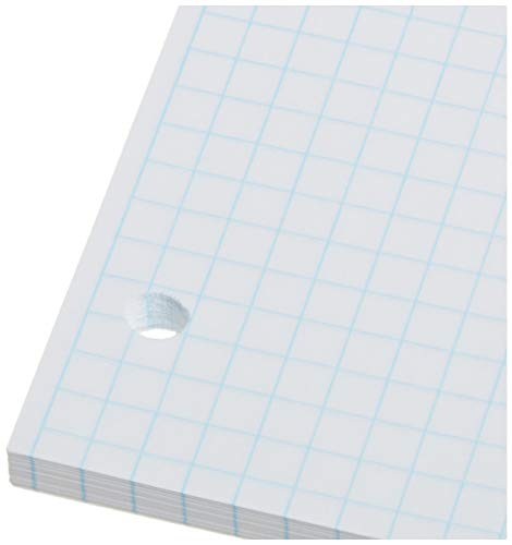 Pacon Filler Paper, White, 3-Hole Punched, 1/4" Grid Ruled 8" x 10-1/2", 80 Sheets