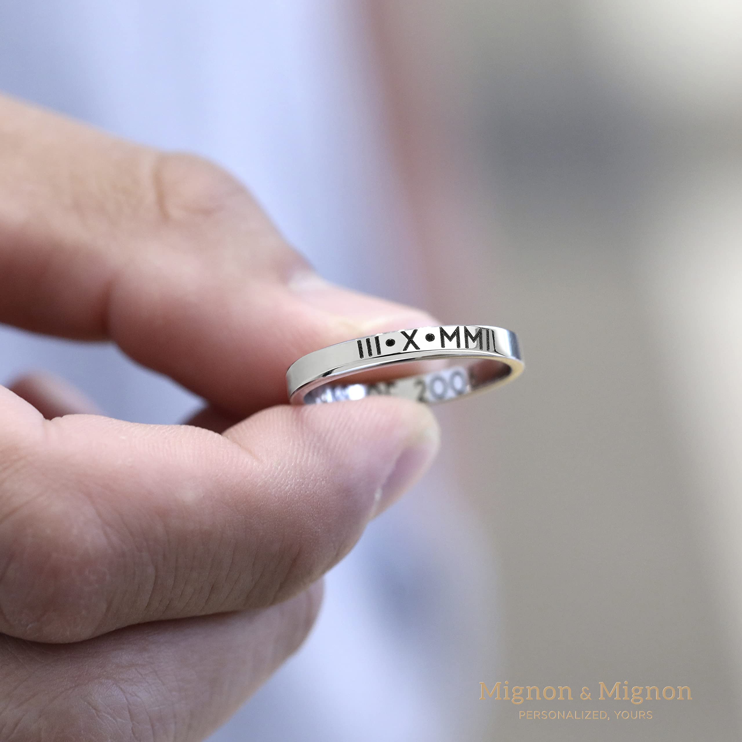 MignonandMignon Personalized Stacking Inspirational Name Ring Initial Gift for Her Stackable Mothers Day - R4