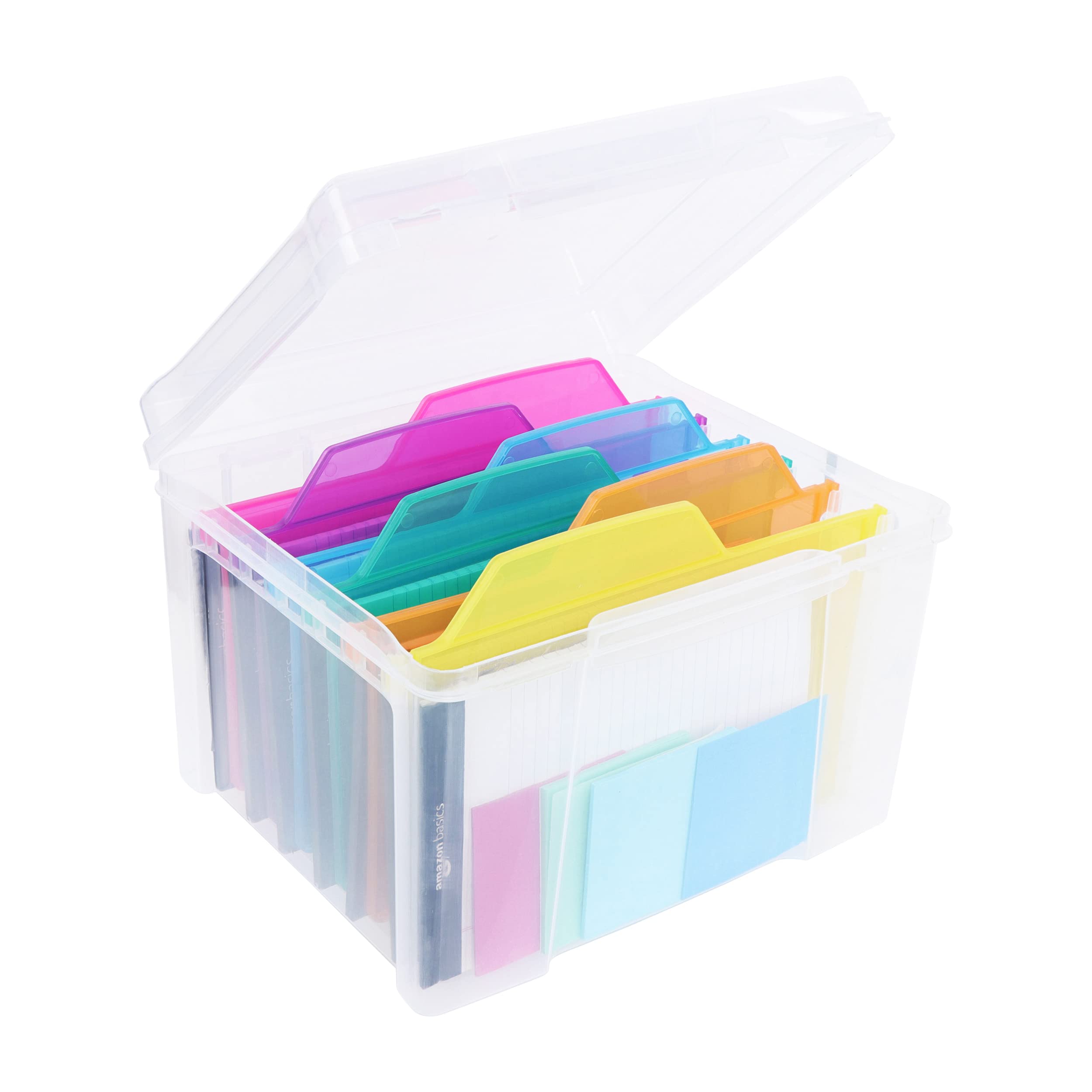 CraftyBook Greeting Card Organizer Box with Dividers - Empty Rainbow Card Keeper Envelope Storage Box for 5 x 7 Birthday and Christmas Cards - Stationery Organizer for All Occasion Note and Postcards