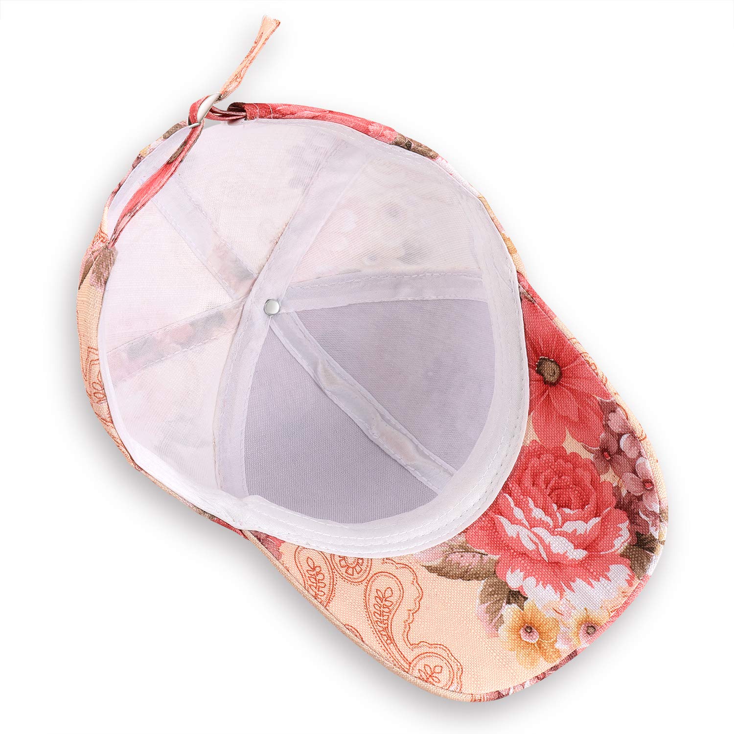 BSJELL Floral Baseball Cap for Women Adjustable Dad Hats Summer Casual Wide Brim Sun Protection Visor Hat (Beige Floral)