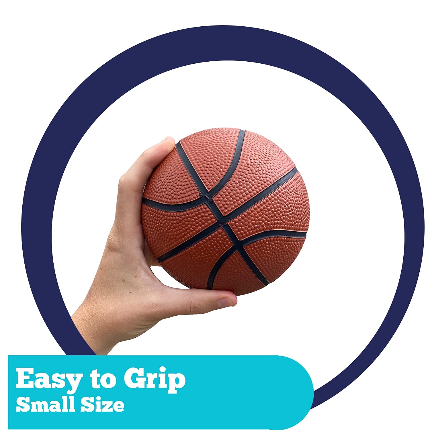 Botabee 5" Rubber Premium Mini Basketballs (2-Pack) - Non-Slip Textured Surface - Realistic Bounce and Enhanced Grip for Mini Hoops Fun - Inflatable Rubber Balls Ideal for Indoor and Outdoor Play