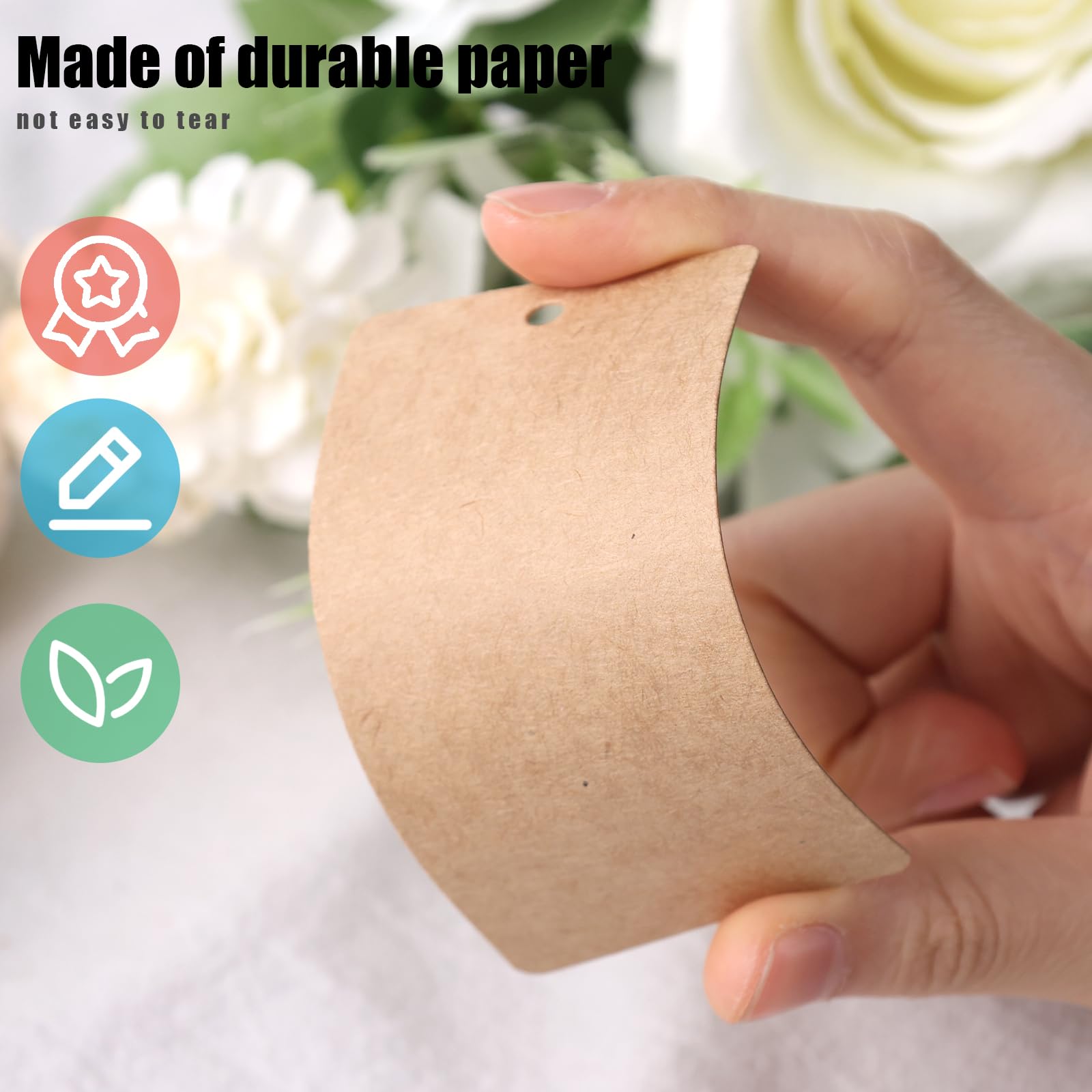 Koogel 200PCS Kraft Paper Gift Tags with String, 3.5"*1.8" Brown Blank Hanging Labels Cloth Tags Business Craft Gift Wrapping Tags