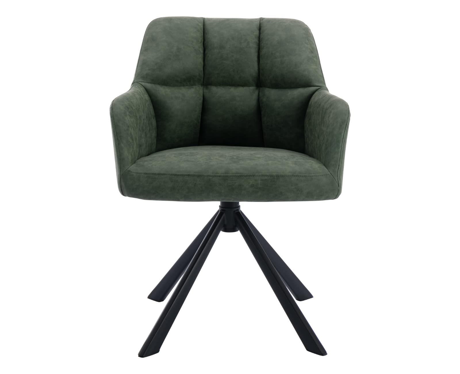 Shunzhi Modern Leather Desk Chair Swirl Office Chair No Wheels Comfy Computer Task Chair Metal Legs Upholstered Accent Arm Chair for Living Room/Bedroom/Small Spaces/Home Office, Green