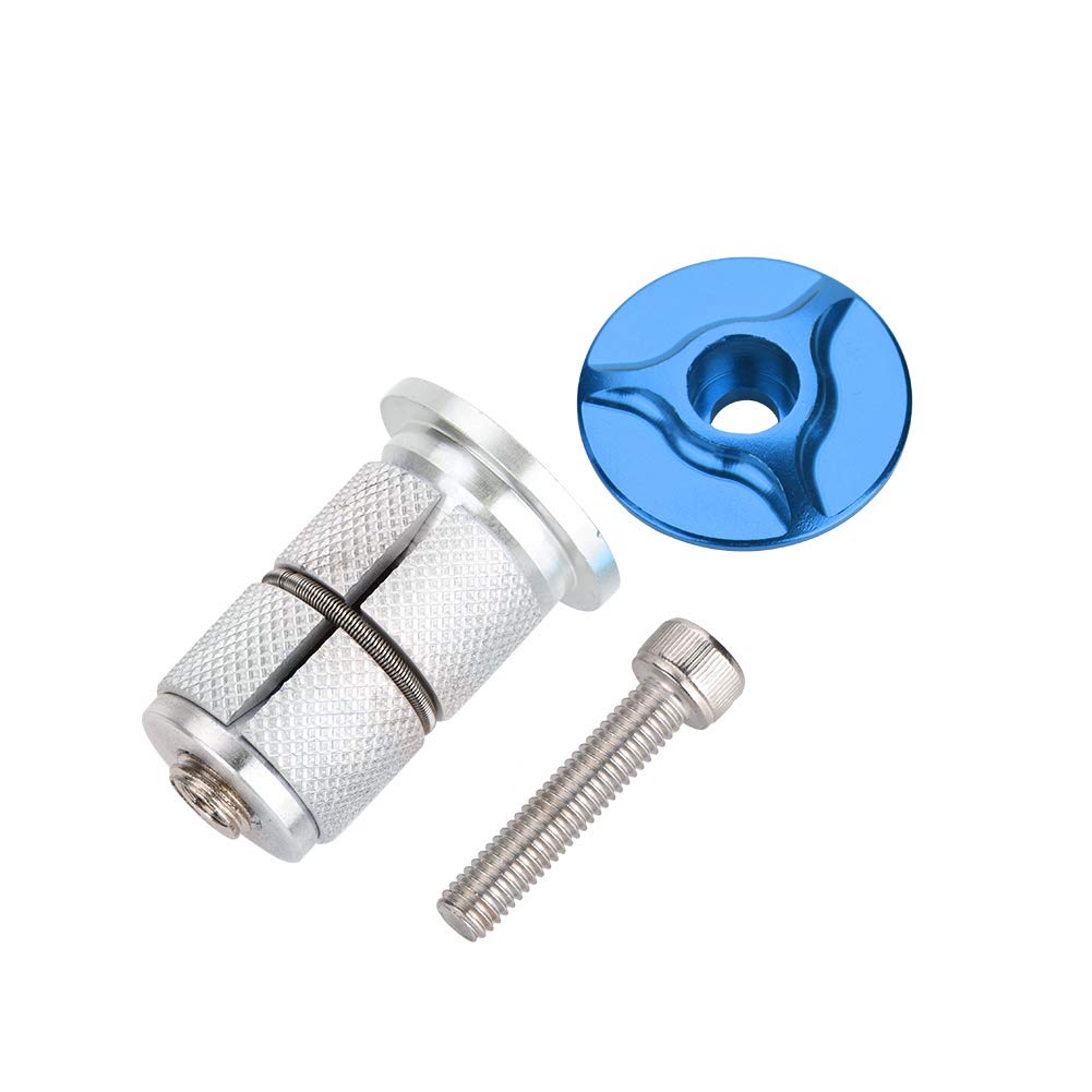 Bike Stem, Durable Aluminum Alloy Headset Top Lightweight Headset Expander Se Bike Headset Expander 1/1.25inch (Blue)