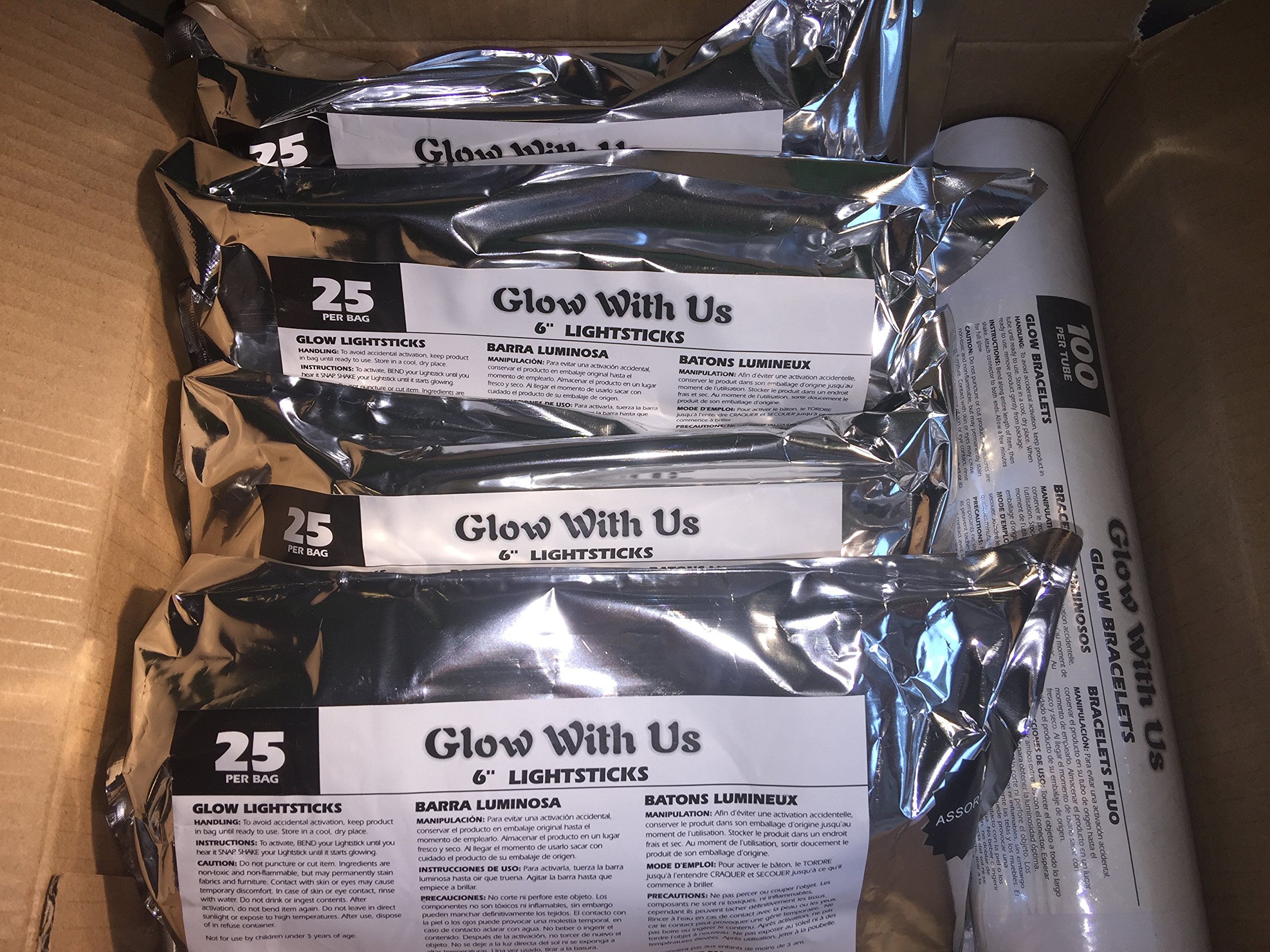 Glow Sticks Bulk Wholesale, 100 6β Industrial Grade Orange Light Sticks. Bright Color, Glow 12-14 Hrs, Safety Glow Stick with 3-Year Shelf Life, GlowWithUs Brand