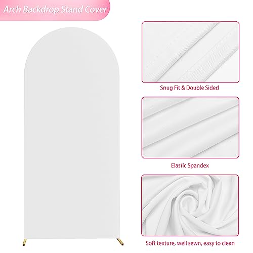 Gold Arch Backdrop Stand and White Weding Arch Cover Bundle 6FT