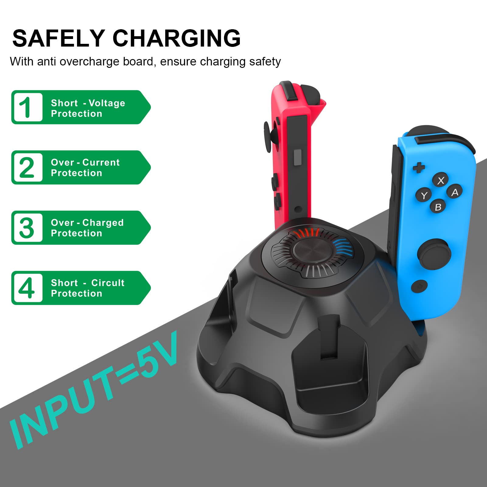 Charging Dock Compatible with Nintendo Switch Joycons & OLED Model,Joy Cons Charger with LED Indication,Charge Up to 4 Joy-Cons with Charging Cable