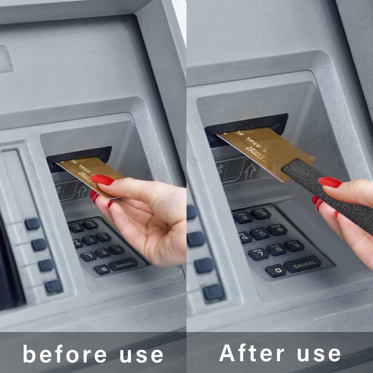 BUUFAN 6PCS Acrylic Credit Card Puller Keychain ATM Card Grabber with Cute Hairball Card Clip Keychain for Women Long Nails