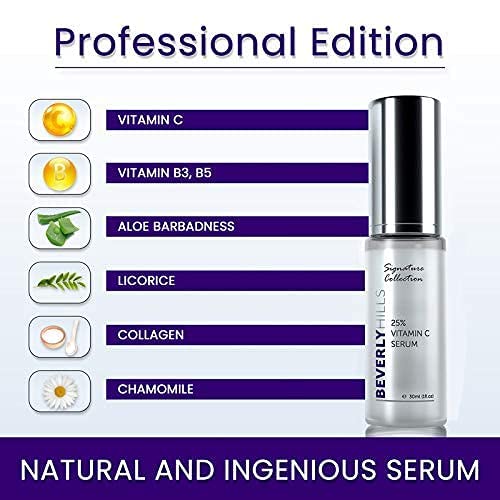 Beverly Hills Vitamin C Serum for Face, Unisex, Skin Serum, Hydrating and Protective, Soothes Irritation, 25% Vitamin C, 1 oz