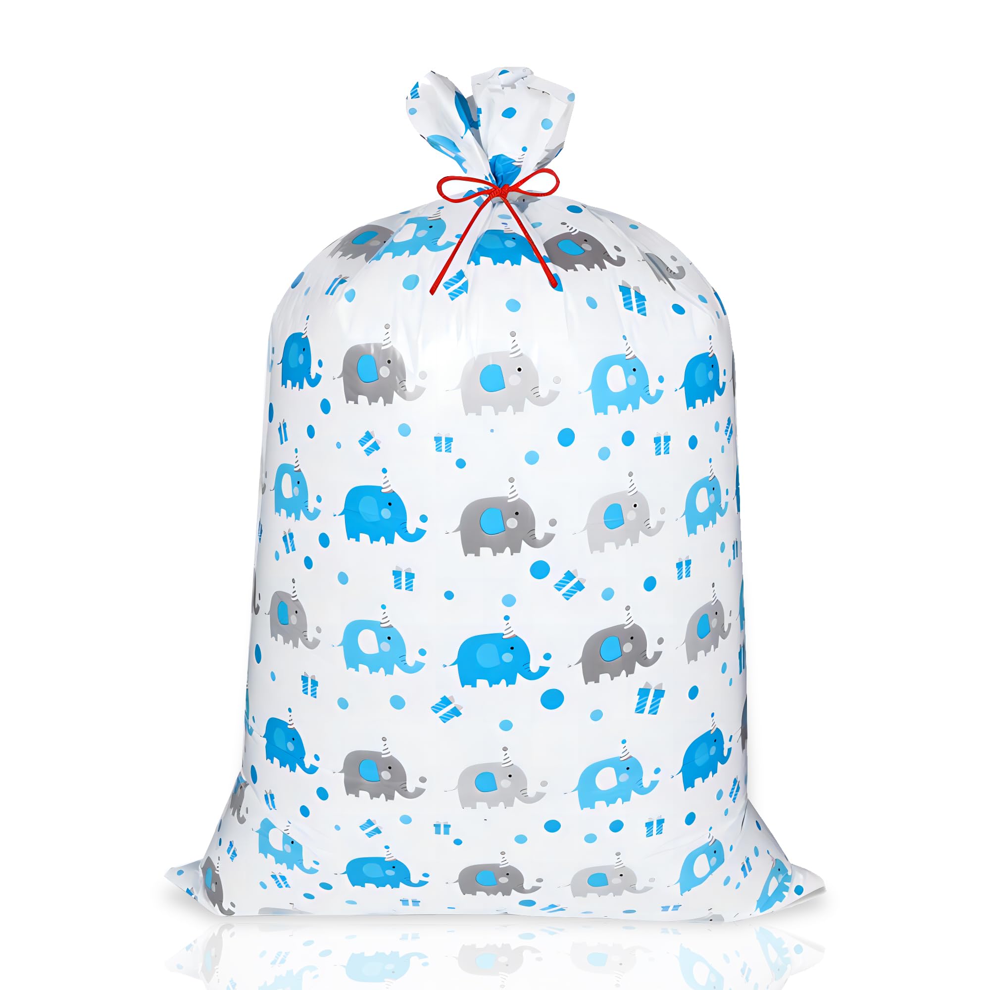HANSWARE Extra Large Gift Bag for Presents,Shower Gift Bags for Boys, Jumbo Baby Gift Bag for Wedding Wrapping,Birthday, Party,Giant Huge Gifts- 56" x 36" (Blue Elephant, 1 Count)