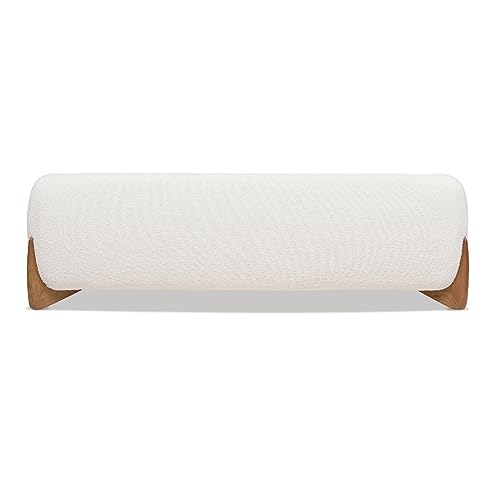 Jennifer Taylor Home Alpine 90.5" White Boucle Modern Scandinavian Minimalist Round Arm Sherpa Sofa