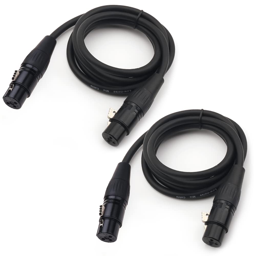 NANYI 2pcs XLR Female to Female Splitter Microphone Cable XLR to XLR Patch Cables, 3-Pin XLR Female to Female mic Cable DMX Cable Patch Cords with Oxygen-Free Copper, 10Feet/3Meter