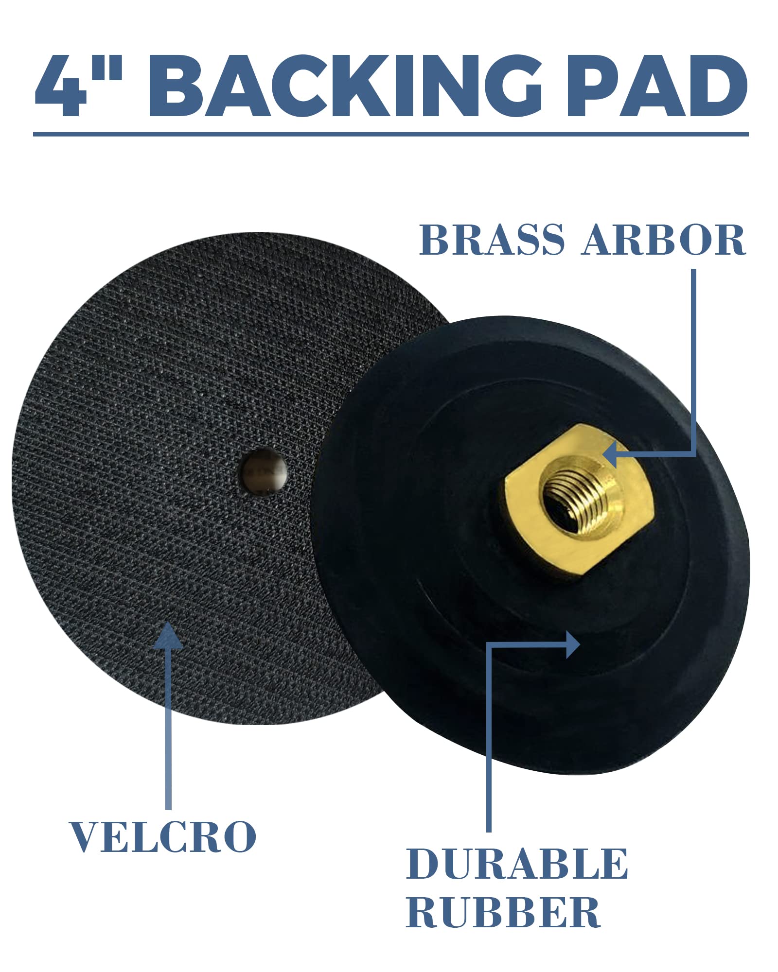 ComeFloor Rubber Backer Pad 4" Hook and Loop Rubber Backing Pad for Countertop Wet Dry Polishing - Arbor 5/8" 11, 4 Inch