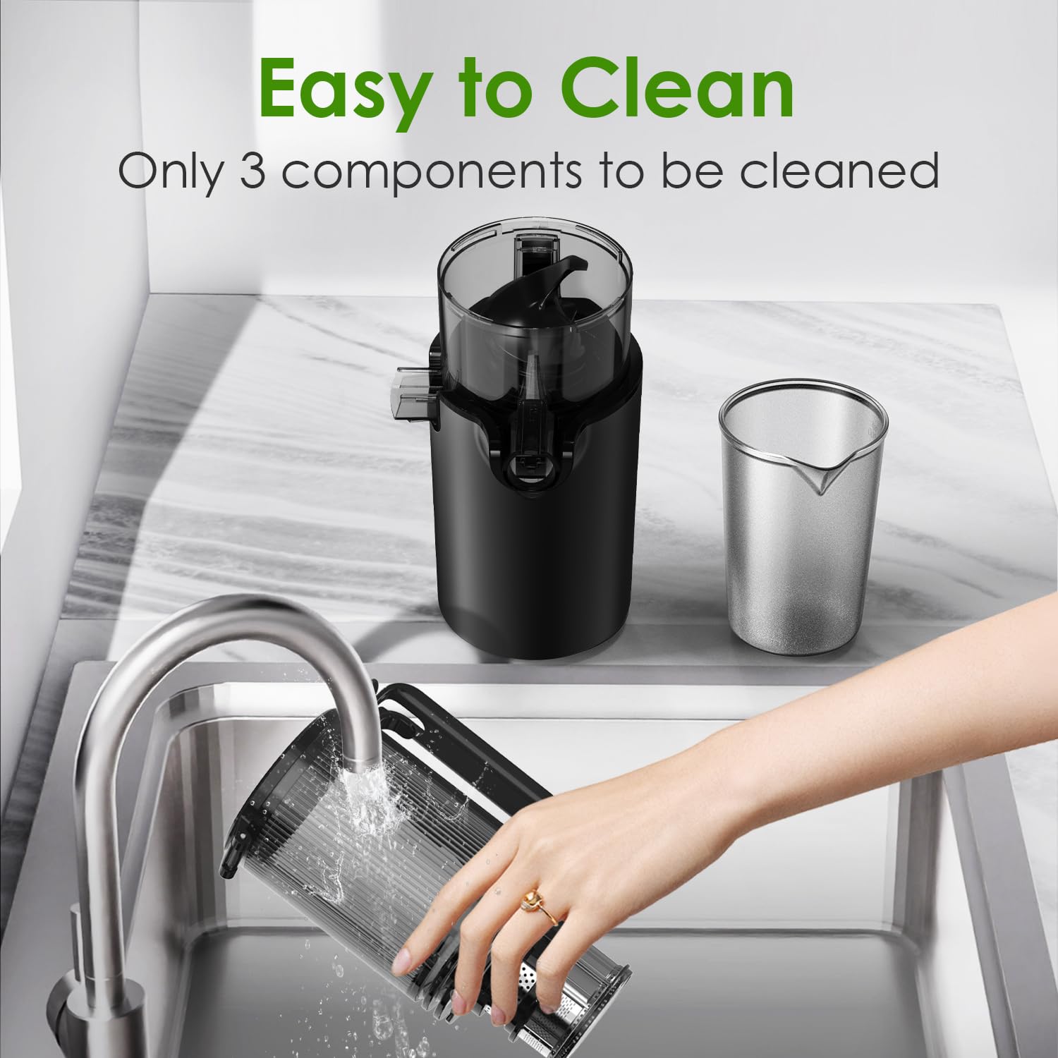 Cold Press Juicer Machines, 350W Masticating Juicer with 5.3" Extra Large Feed Chute, Fit Whole Fruits & Vegetables, Professional Slow Juicer Easy to Clean