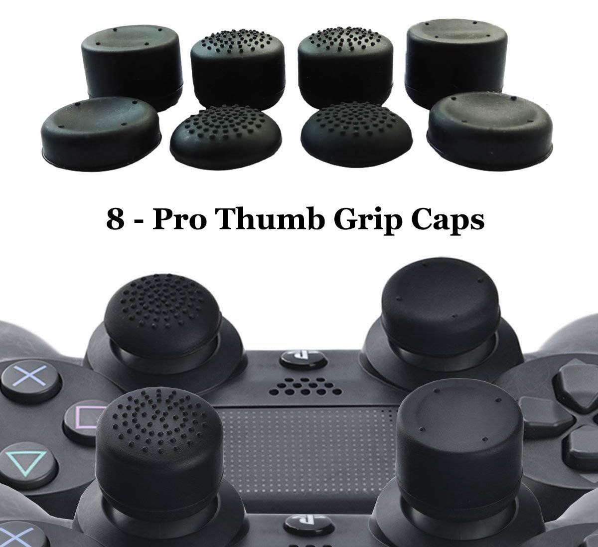 BRHE 3 Pack Silicone Cover Skins for PS4 Controller, Protector Case Accessories Set for PS 4/PS4 Slim/PS4 Pro Wireless/Wired Gamepad Joystick with 8 Thumb Grips Caps