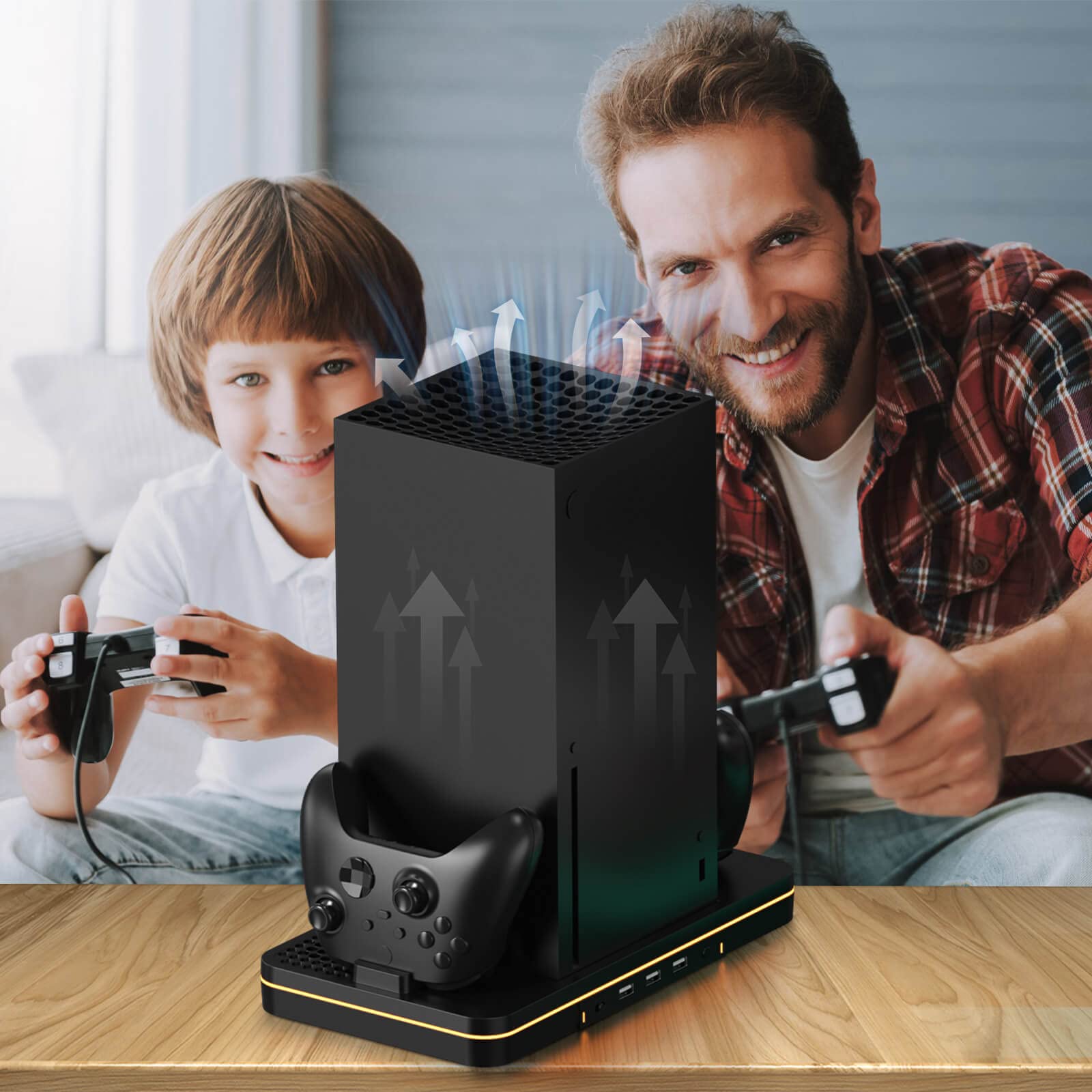 Cooling Fan Charging Station for Xbox Series X/S, Fast Charging Stand Dock Dual Controller Charger Station with 3 USB Ports, Cooling Stand Fan Cooling System for Xbox Series X/S Accessories