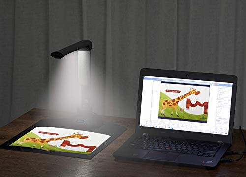 Document Camera for Teachers, Portable USB Visualiser A4 8MP with Auto-Focus and LED Supplemental Light. Excellent for Distance Education Web Classroom Library and Office Conferencing