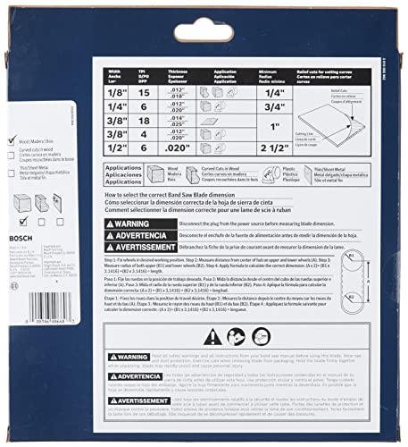 BOSCH BS80-15S 80-Inch X 1/8-Inch X 15-Tpi Scroll Cutting Stationary Band Saw Blade