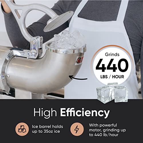 Tartle Kitchen - Stainless Steel Dual Blade Ice Shaver Snow Cone Maker Machine - Summer Parties & Refreshing Treats - Durable Easy to Use & Clean - Ideal for Catering, Restaurant & Commercial Kitchens