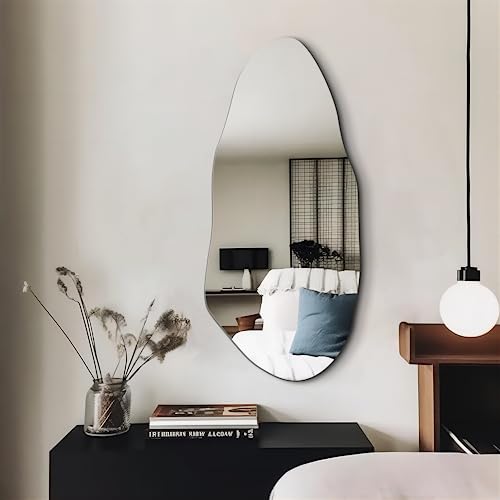 Irregular Mirror for Wall,Bathroom Mirrors for Vanity Entryway Living Room,Asymmetrical Body Mirror Frameless Mirror(32''x15'')