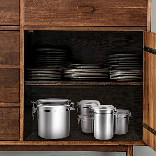 ENLOY 165oz Stainless Steel Airtight Canister for Kitchen, Large Flour Coffee Bean Tea Cereal Sugar Cookie Metal Food Storage Canisters with Clear Lid and Sturdy Locking Clamp