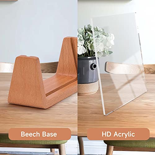 Komimaci 4x6 inch Picture Frames 2 Pack - Wooden Photo Frame with Wood of Beech Base and HD Plexiglas Cover for Tabletop or Desktop Display(4x6 inch, Horizontal & Vertical)